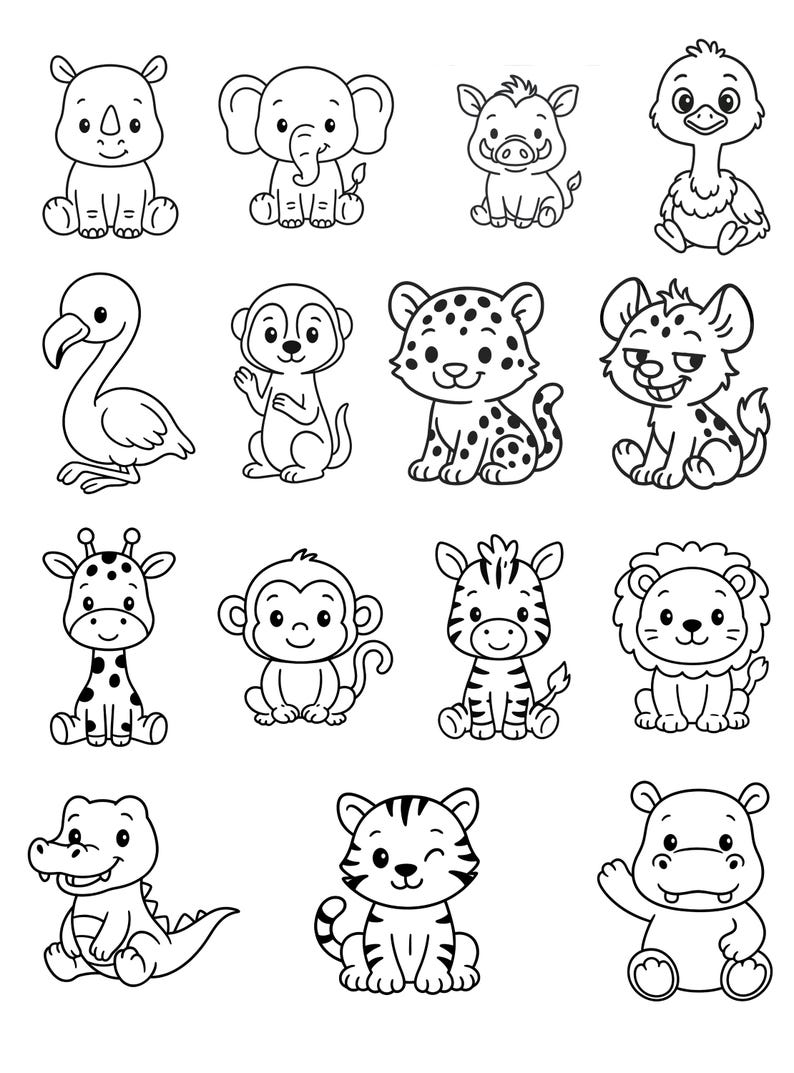 Safari Animals Outline SVG Bundle: Jungle Clipart, Cut Files - Etsy
