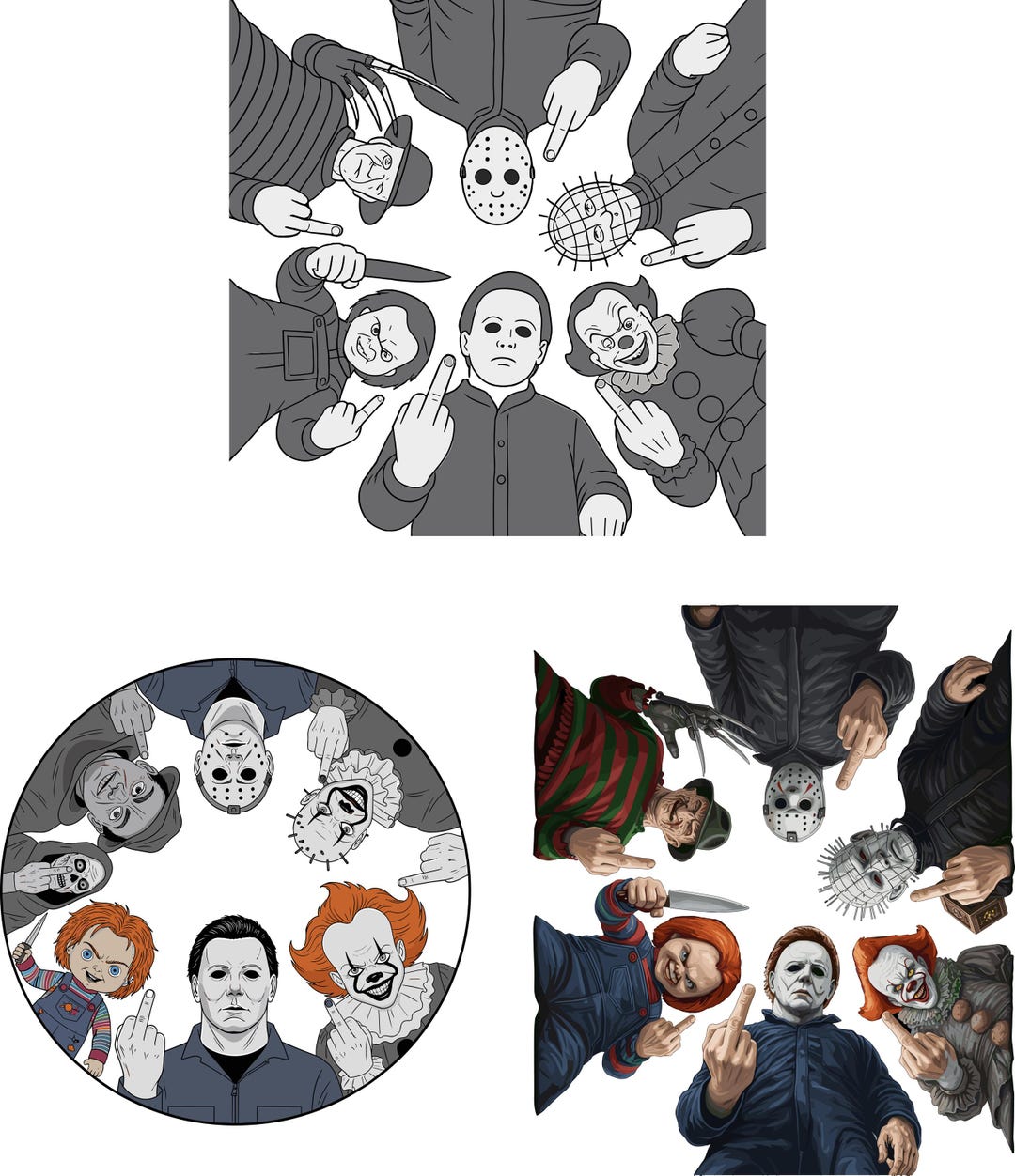 Retro Horror Movie Killers PNG Clipart: Halloween Film Designs (digital ...