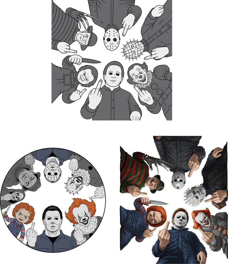 Retro Horror Movie Killers PNG Clipart: Halloween Film Designs (digital ...