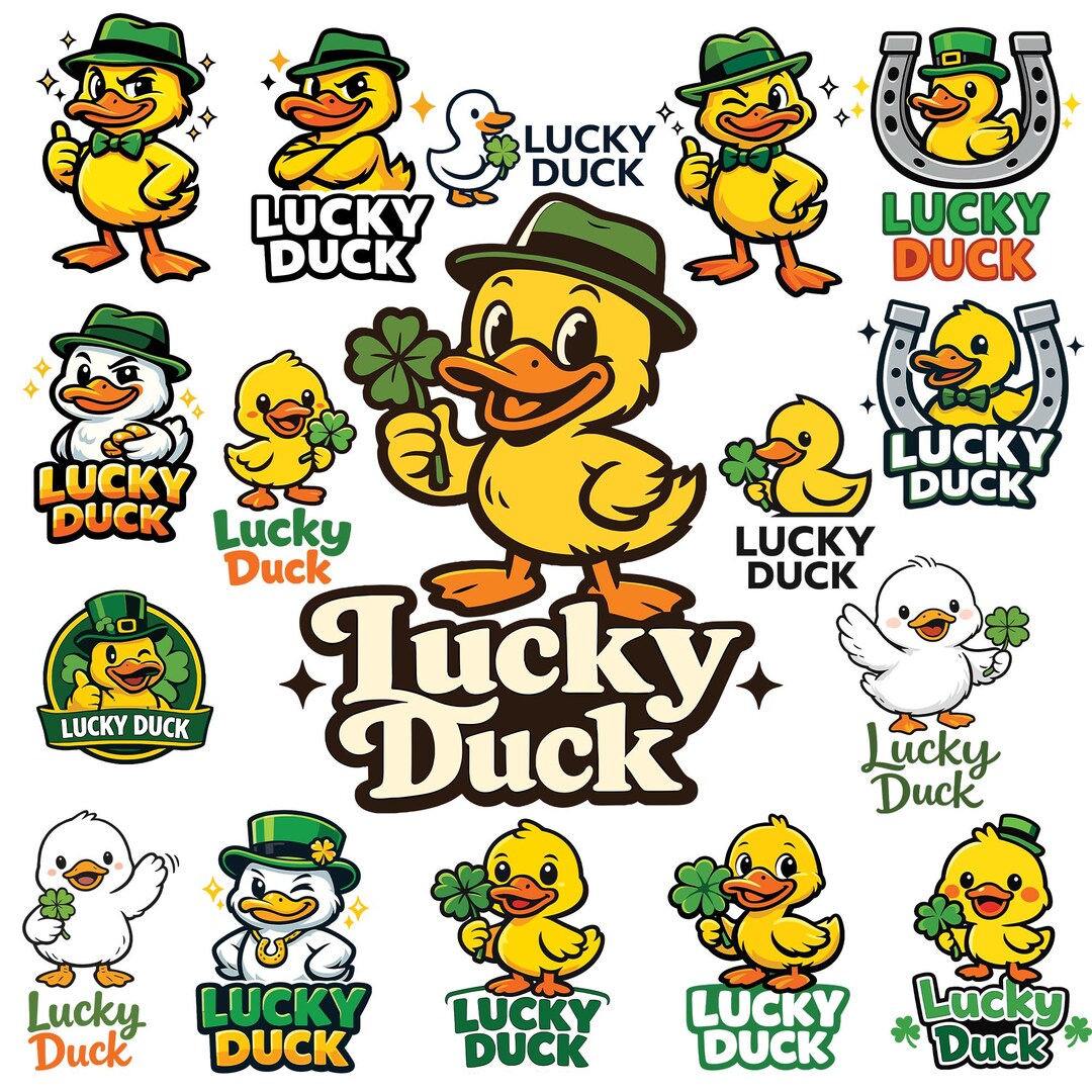 Lucky Duck St. Patrick's Day, Cute Duck Png Bundle, Shamrock Duck Svg ...