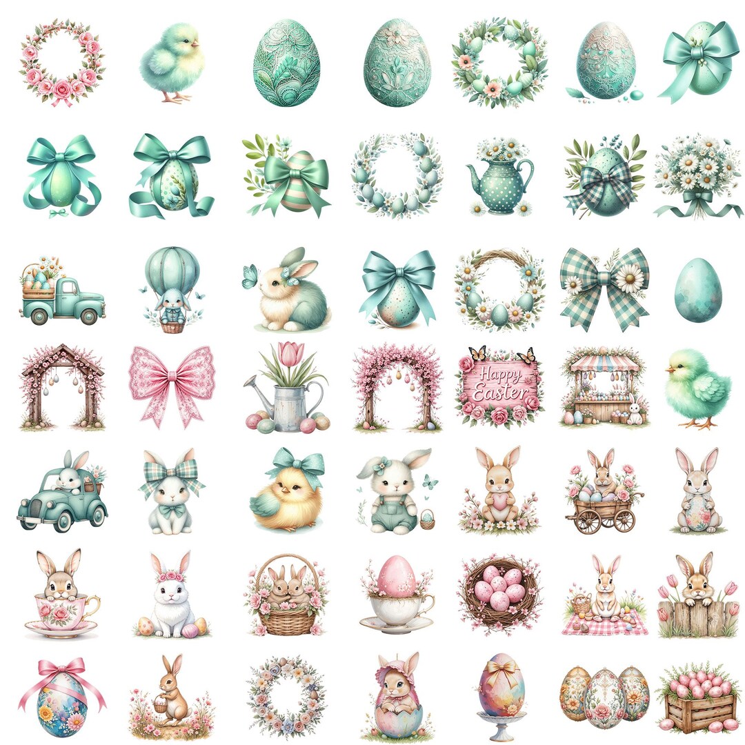 Easter Clipart Watercolor, Country Easter Clipart, Easter Basket ...