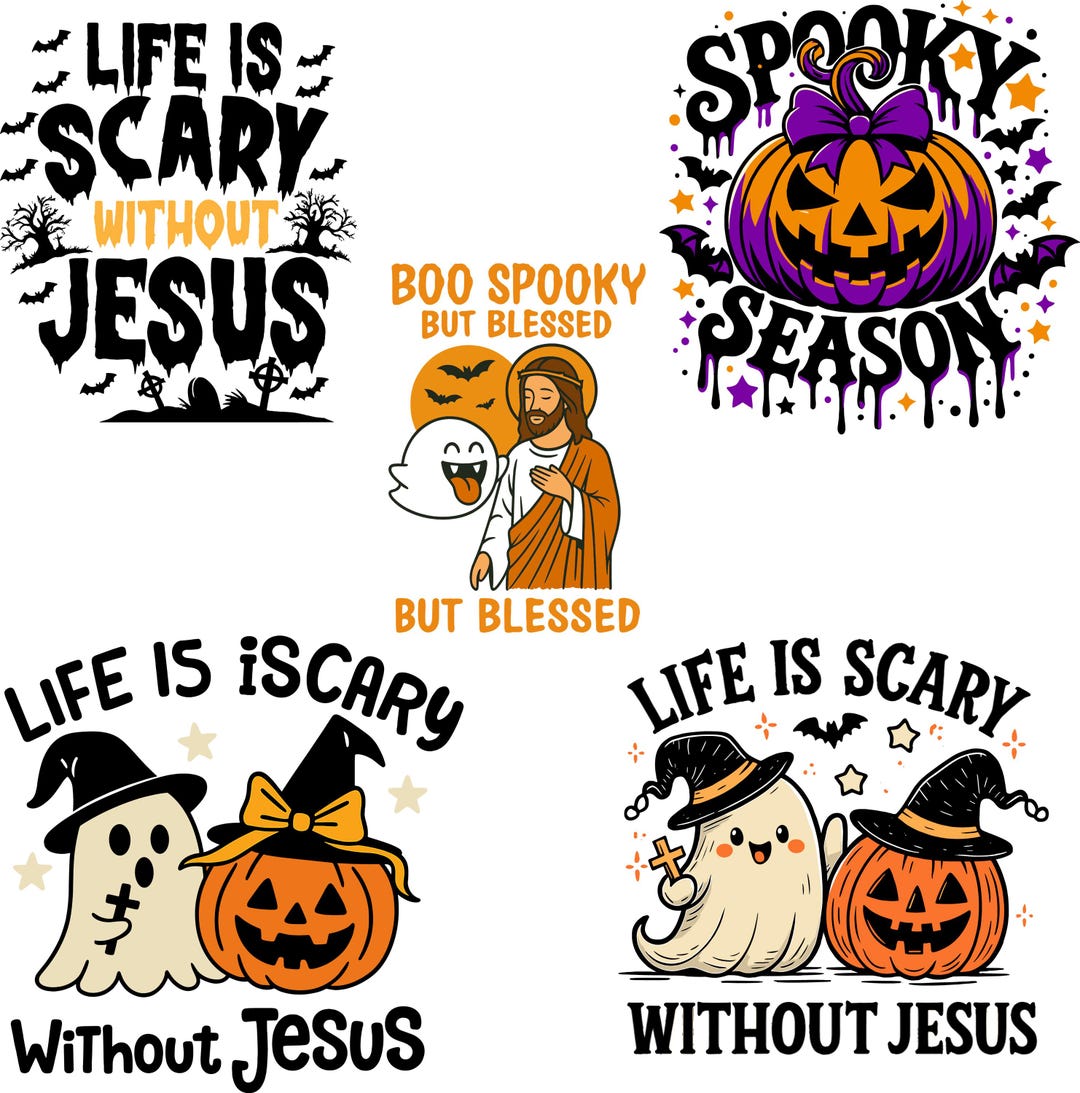 Life is Scary Without Jesus, Boo Spooky but Blessed, Spooky Season Png ...