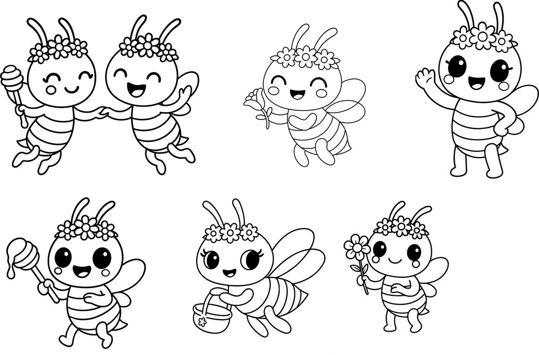 Cute Bee Clip Art Bundle, Tiny Bee, Little Bee, Plim Plim, 1st Bee ...