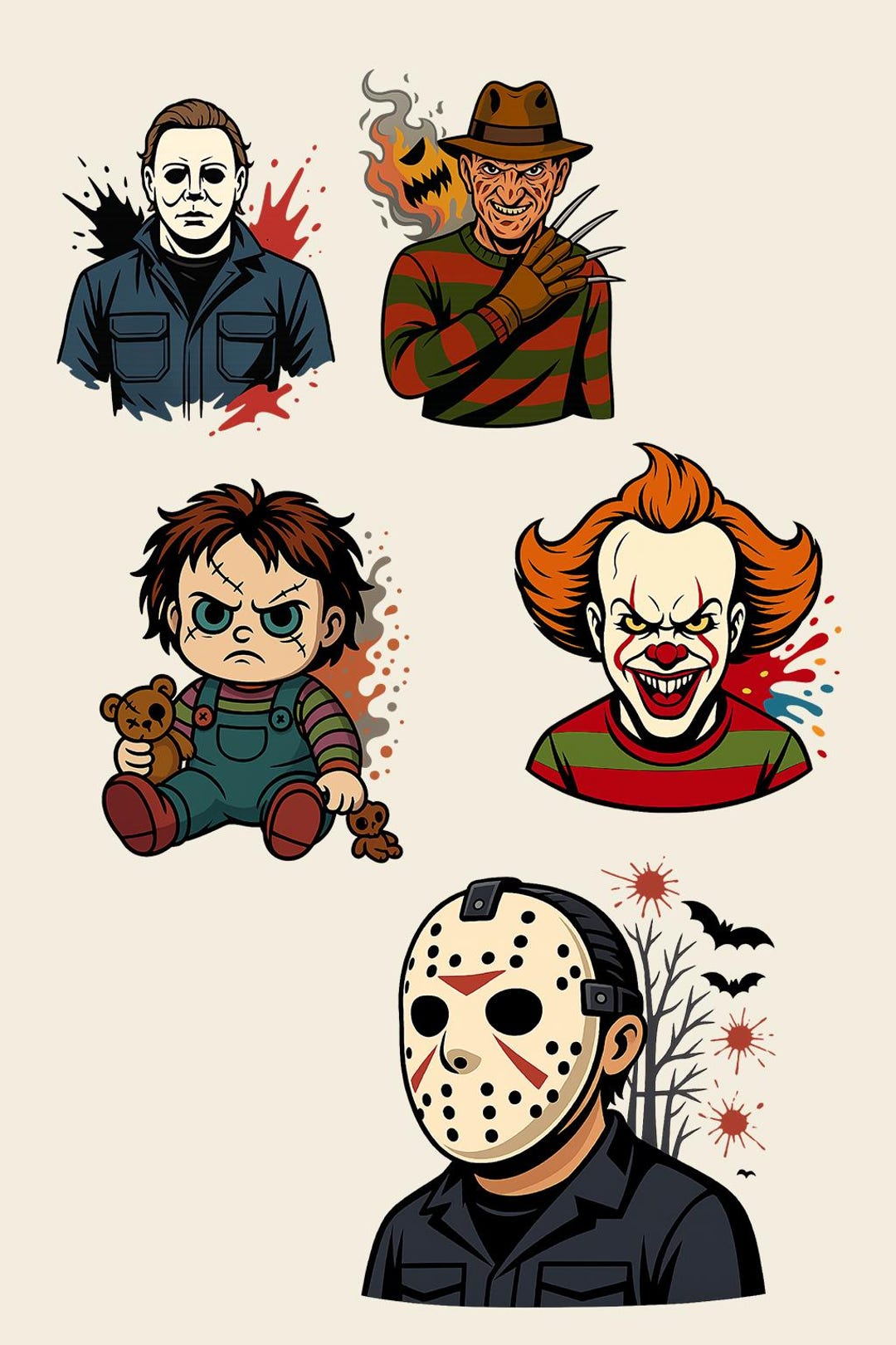 Halloween Characters Png Bundle, Funny Horror Character Png Bundle ...