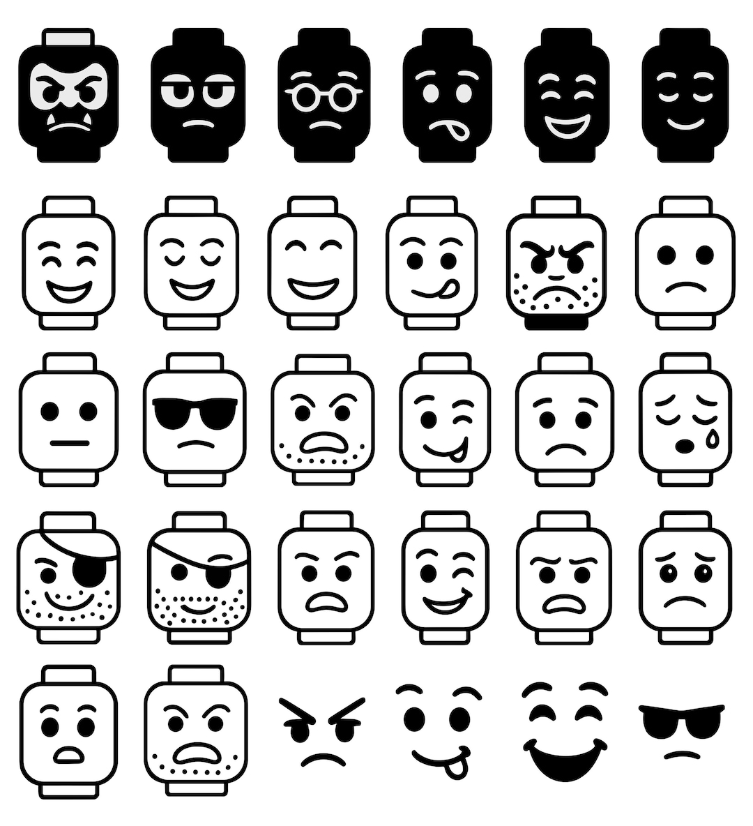 Brick Faces Svg Bundle Kids Toys Building Blocks Svg Brick Characters ...