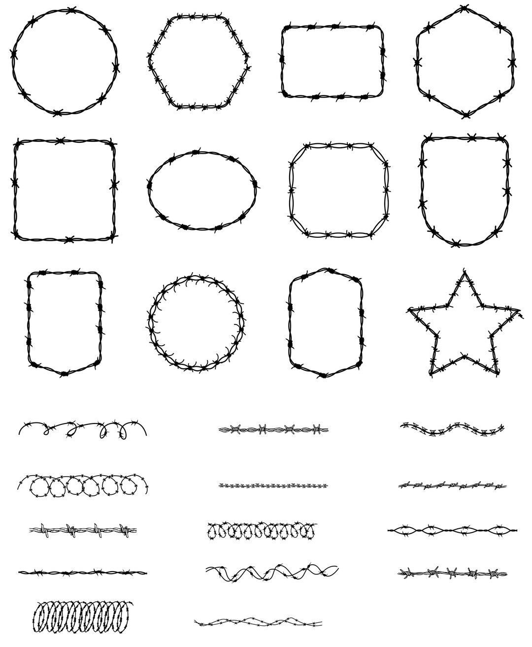 Barbed Wire Svg Bundle, Barbed Wire Svg, Barbed Wire Silhouette, Barbed ...