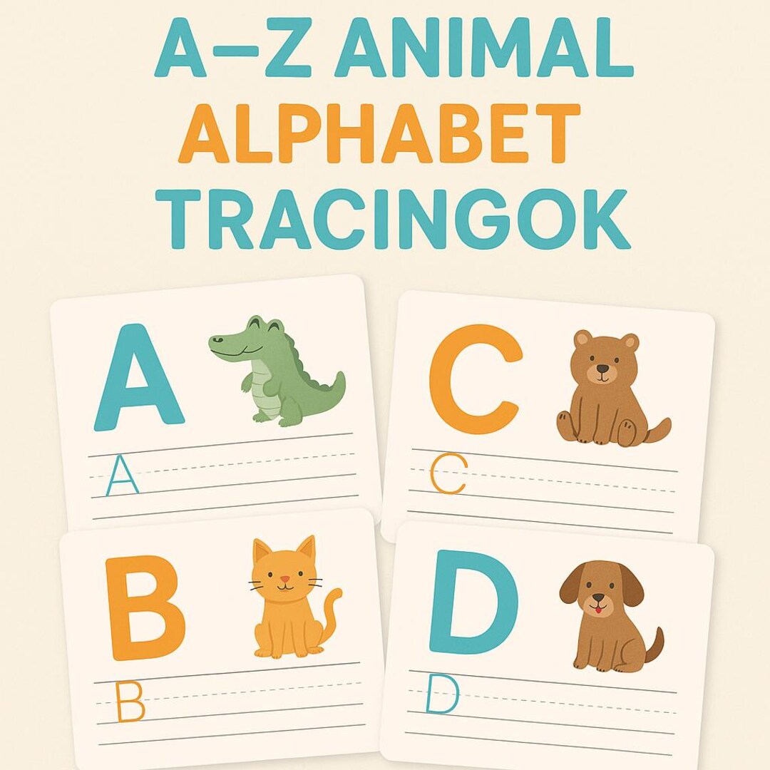 Animal Alphabet Tracing Worksheets A-Z PDF | Uppercase & Lowercase ...