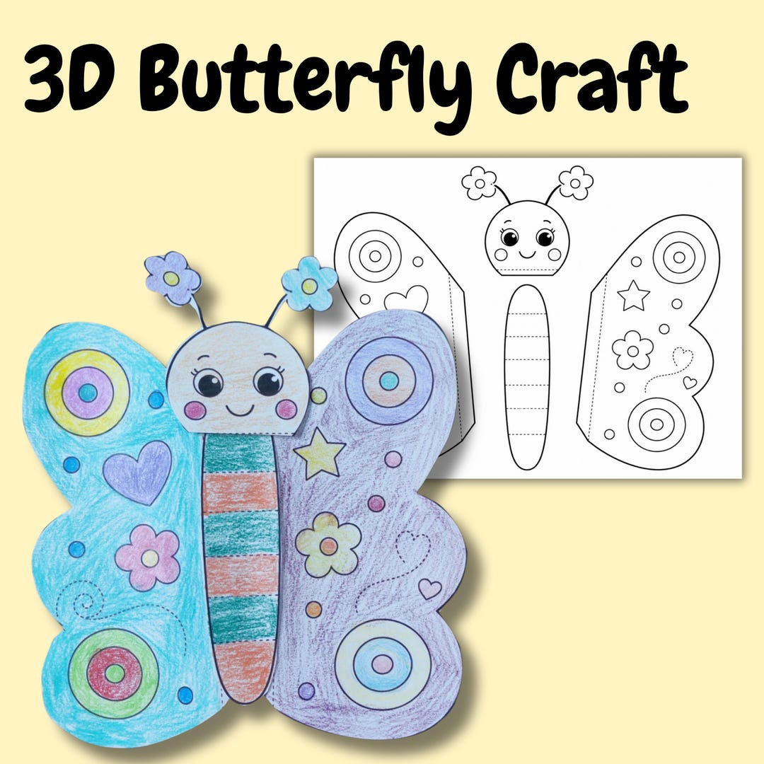 3D Butterfly Craft for Kids | Cut and Paste Activity | Printable ...