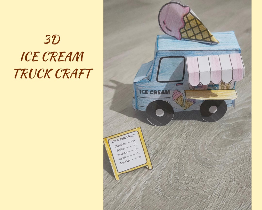 3D Ice Cream Truck Craft for Kids | Summer Paper Toy | Cut & Glue ...