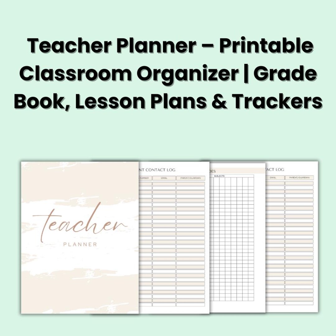 Teacher Planner – Printable Classroom Organizer | Grade Book, Lesson ...