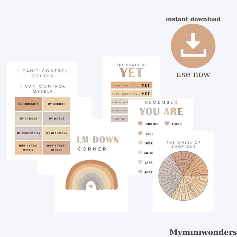 Calm Corner Posters Bundle – Printable Boho Therapy Decor for Kids ...