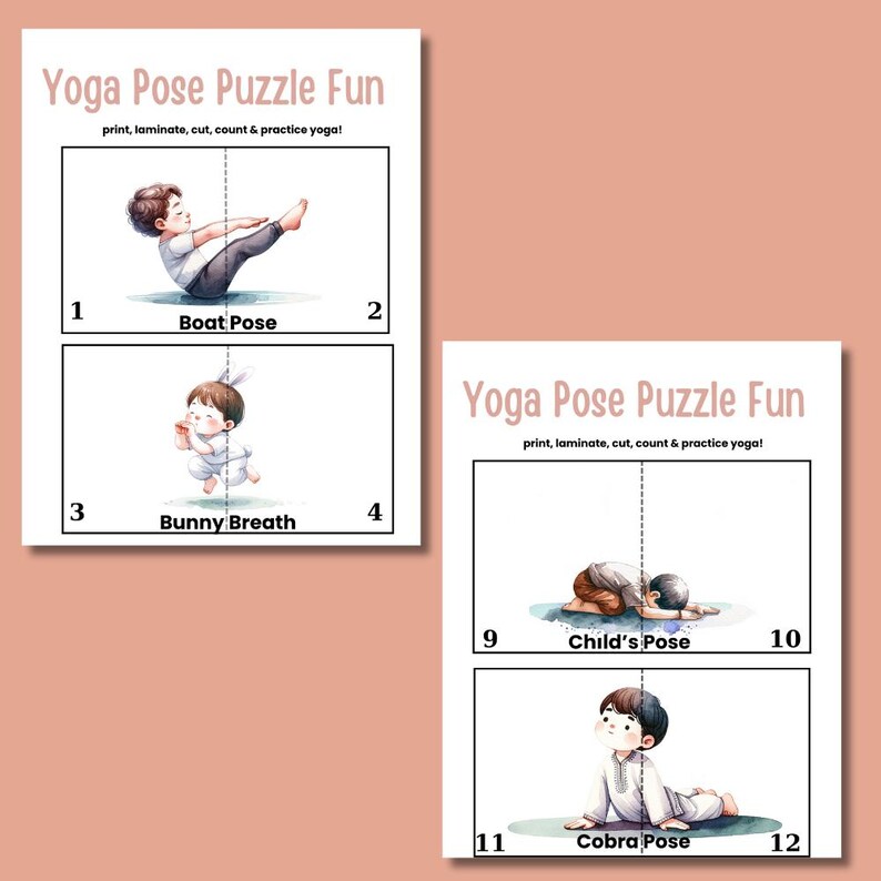 Kids Yoga Puzzle – Count & Match Yoga Poses | Printable Yoga Activity ...