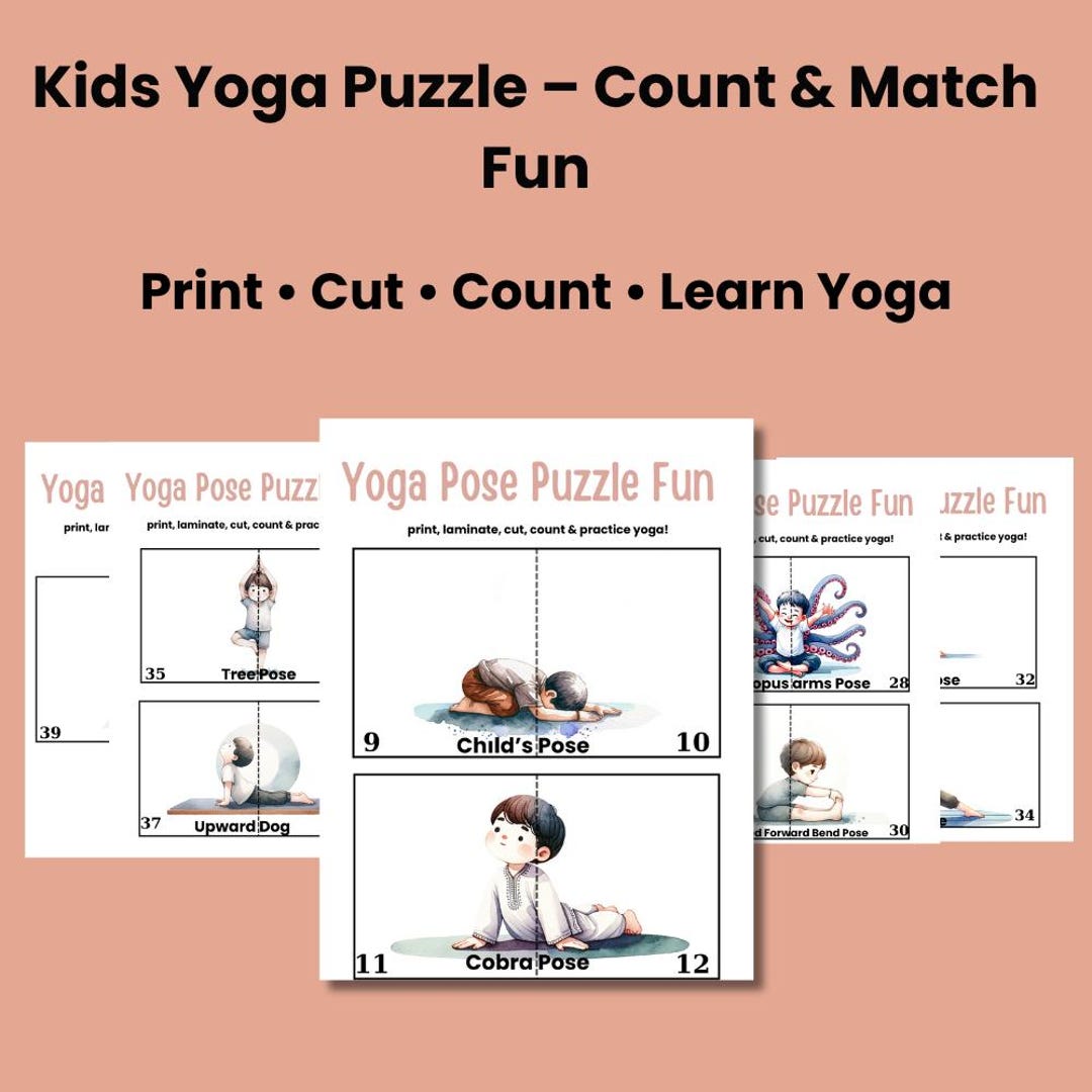Kids Yoga Puzzle – Count & Match Yoga Poses | Printable Yoga Activity ...