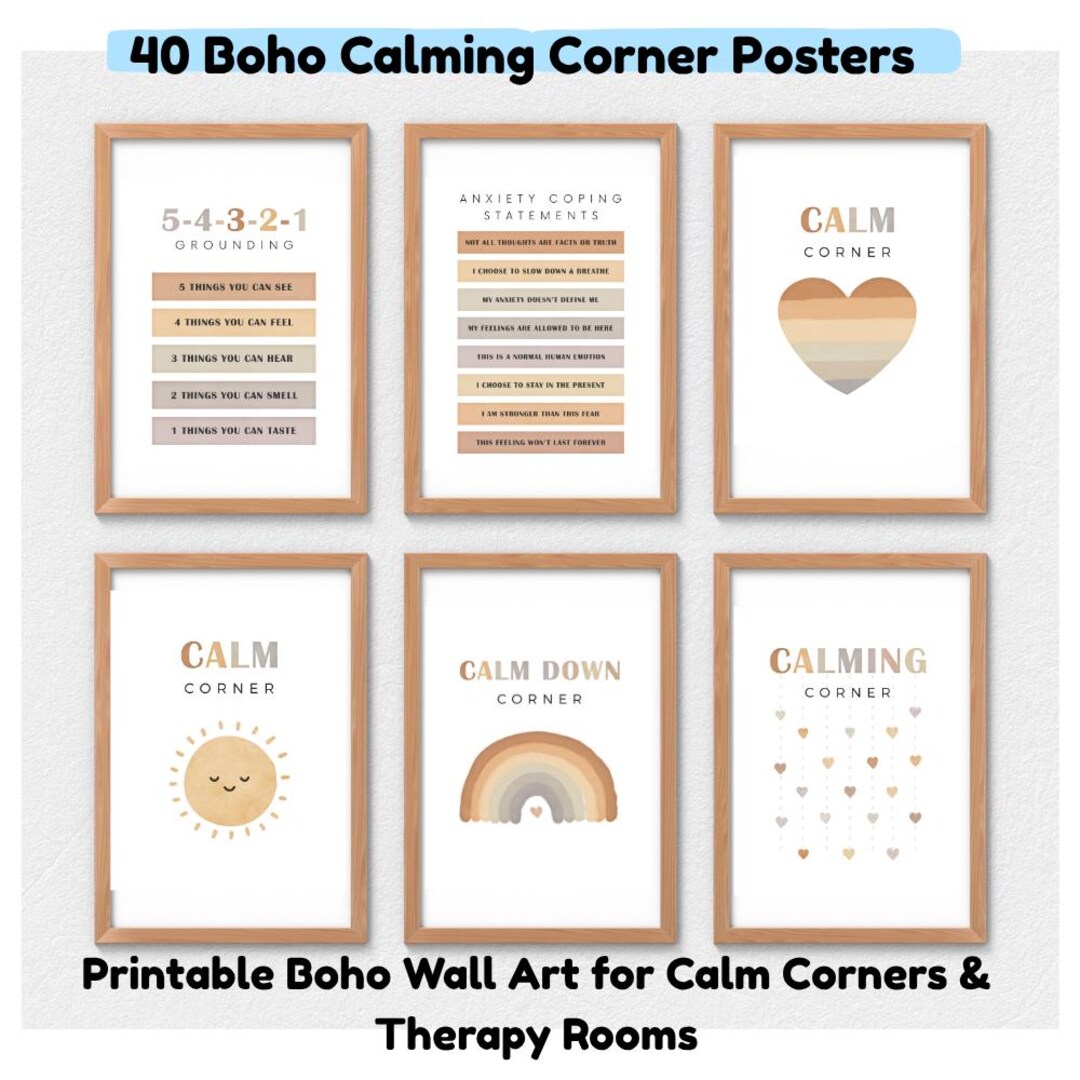 Calm Corner Posters Bundle – Printable Boho Therapy Decor for Kids ...