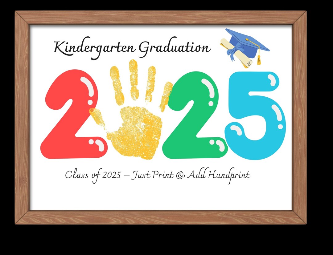 Kindergarten Graduation Handprint Craft – Class of 2025 Printable Sign ...