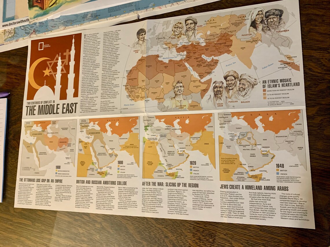 Map of Middle East 1950s. | Etsy