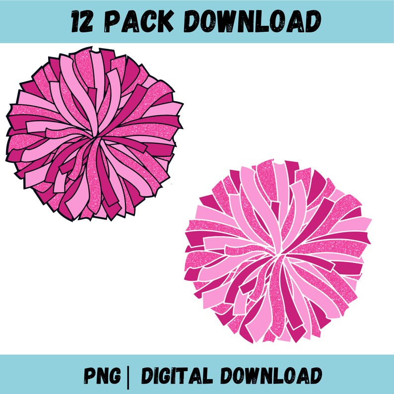 Cheerleading Pom Pom PNG Bundle, Homecoming 2025 Png, Glitter ...