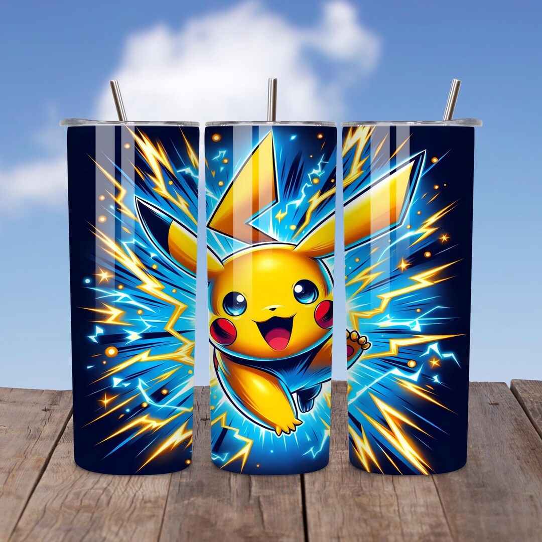 3D Pikachu Tumbler Wrap, Pokemon Tumbler Wrap Sublimation Design PNG ...