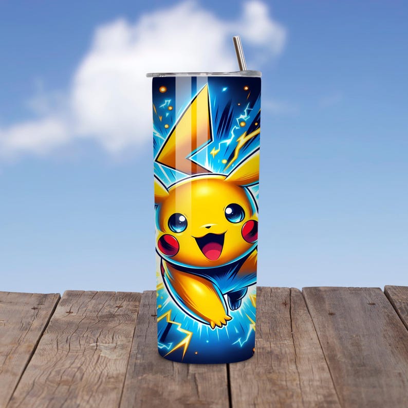 3D Pikachu Tumbler Wrap, Pokemon Tumbler Wrap Sublimation Design PNG ...