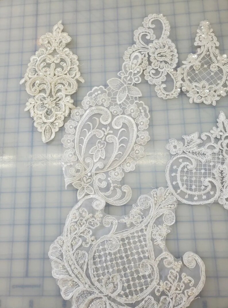 Lot of 6 Assorted Appliques White Ecru Lace / Pearls - Etsy