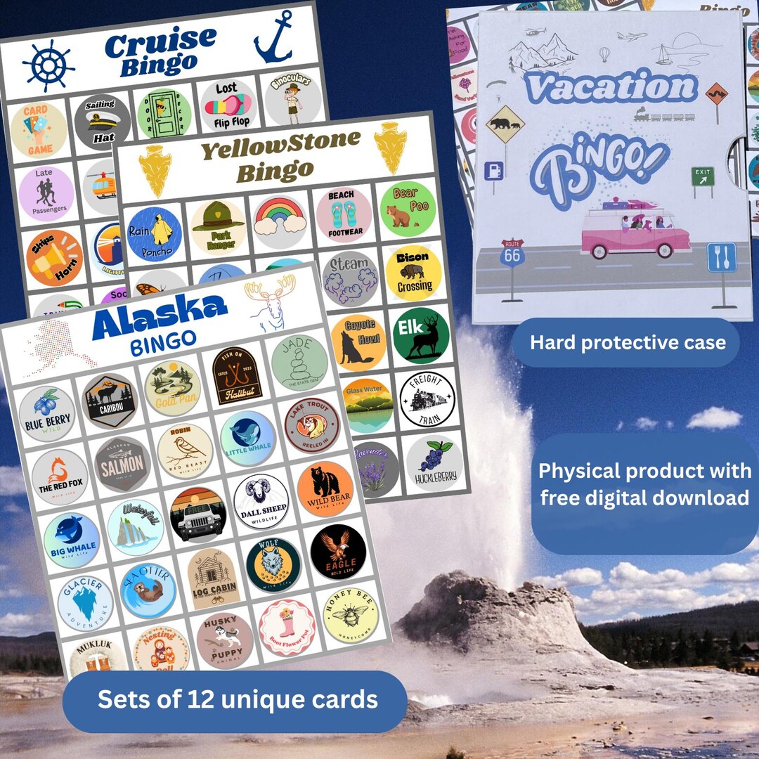 Yellowstone Vacation Bingo Game: Family Travel Activity With 12 Unique ...