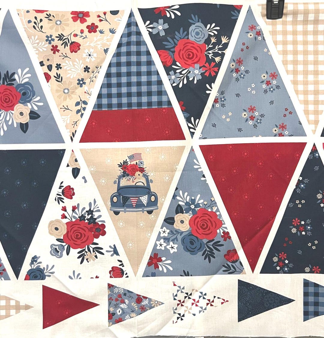 Bunting Panel Patriotic Fabric Panel: Red, White & Blue Cotton - Dani ...