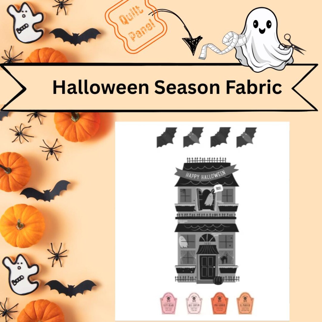 Haunted House Fabric Panel: Riley Blake Halloween Quilt Fabric - Etsy