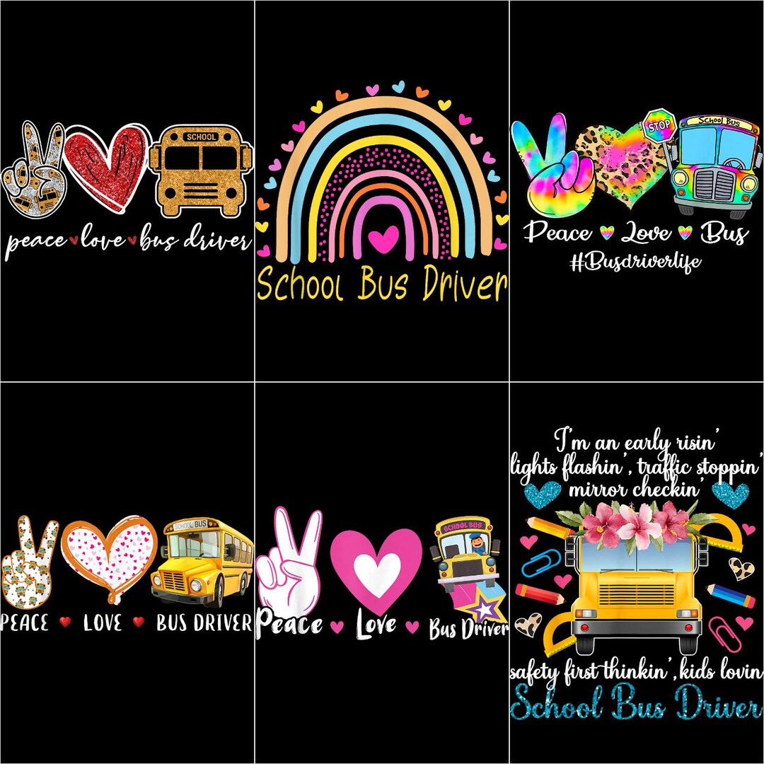 Peace Love Bus Driver PNG File - School Bus Driver Back to School ...