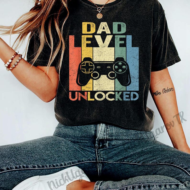 Dad Level Unlocked Png, Game Controller Png, Funny New Dad Png, Father ...