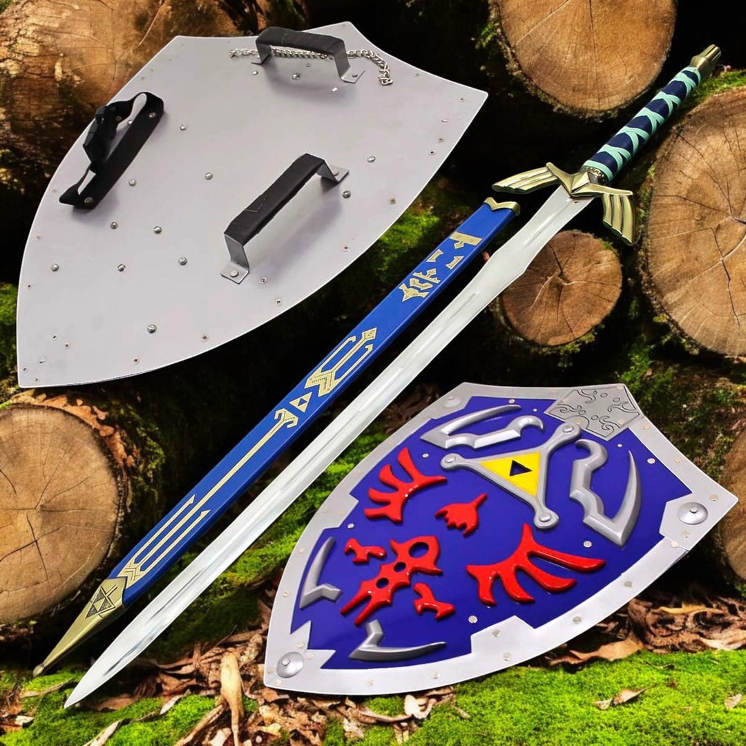 Handmade Zelda Master Sword & Shield Set, Stainless Steel Replica - Etsy