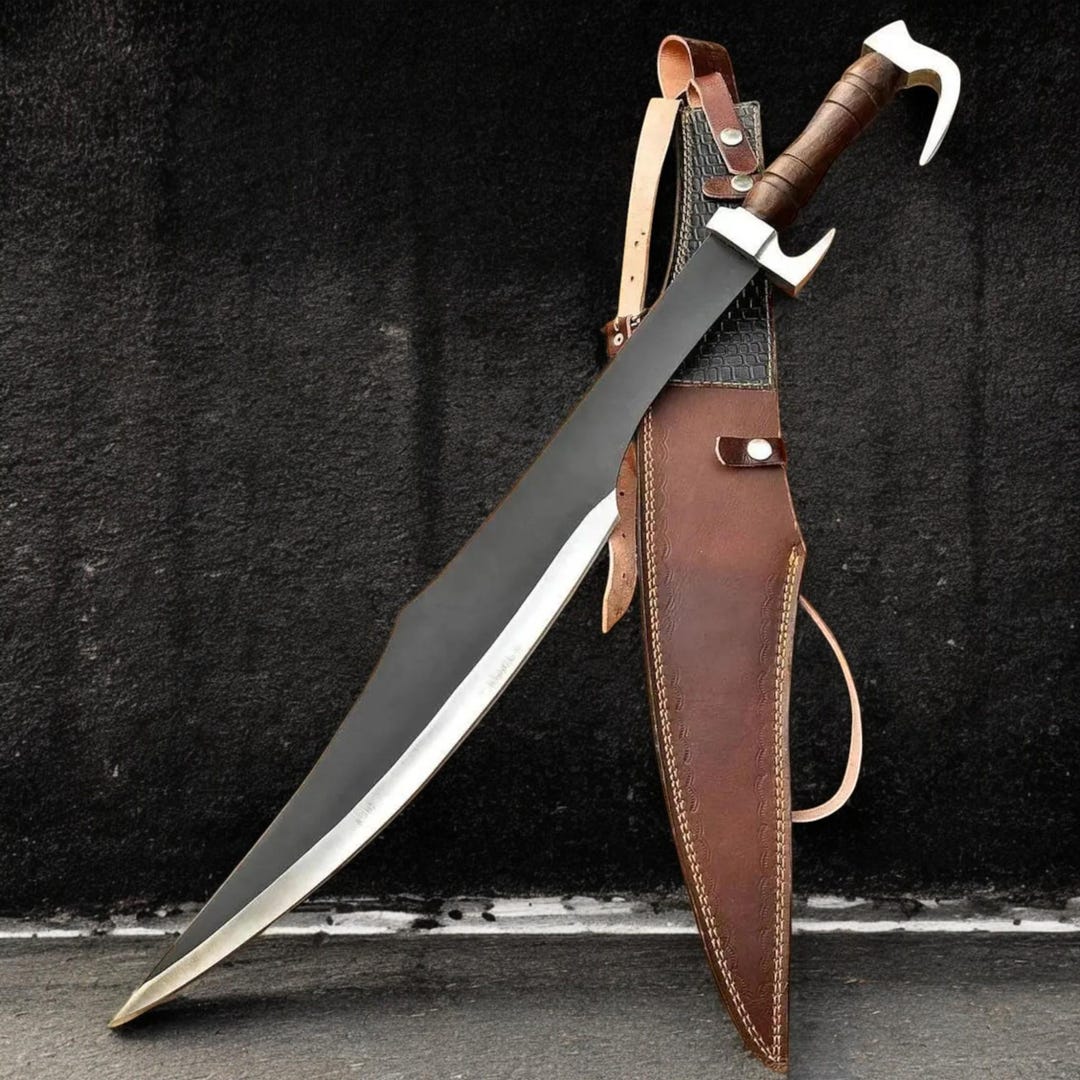 Handmade Carbon Steel Warrior Scimitar Sword | Leather Sheath, Cosplay ...