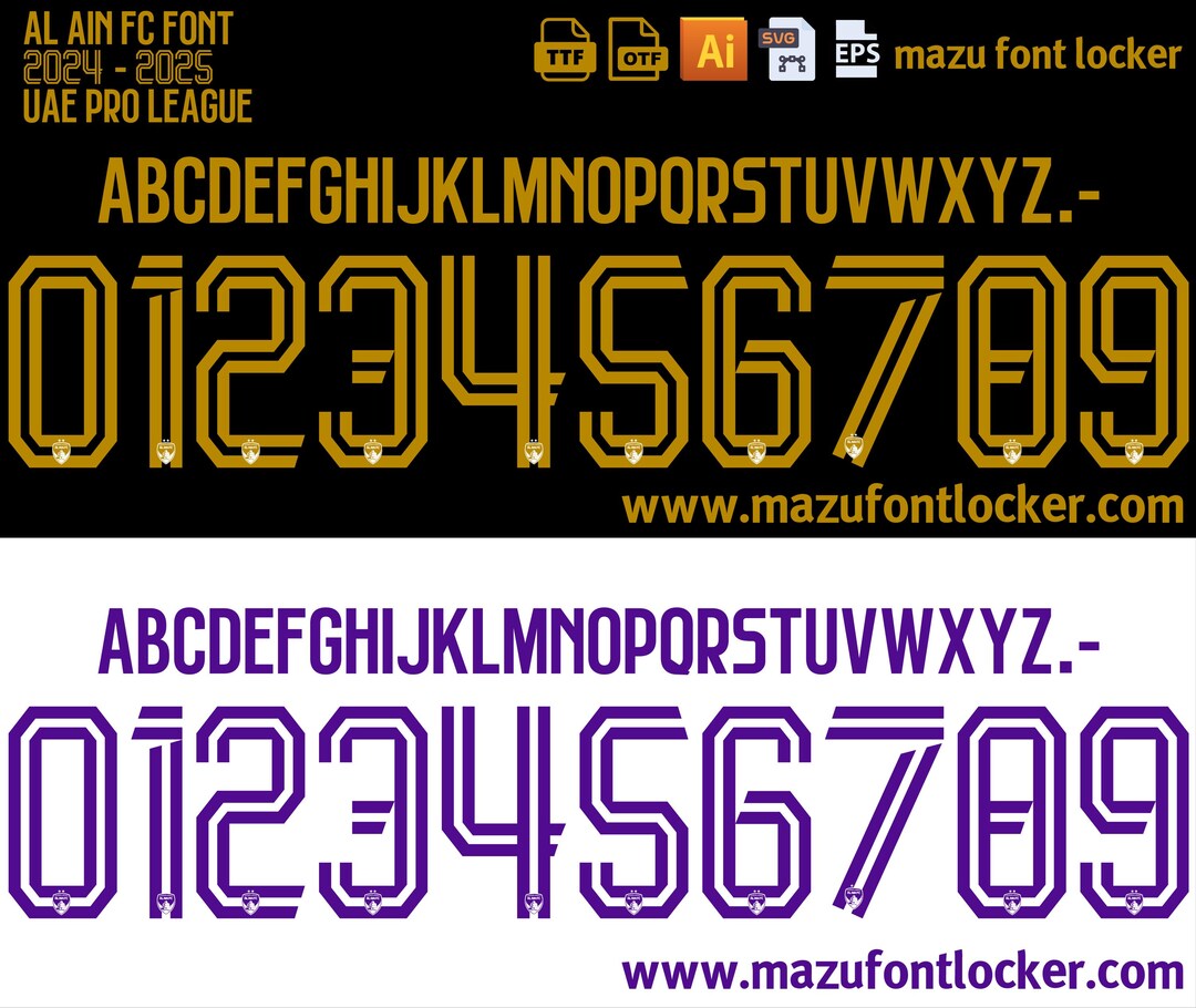 Al Ain FC Font 2024-2025, Font, Name, Numbers, Digital Download - Etsy
