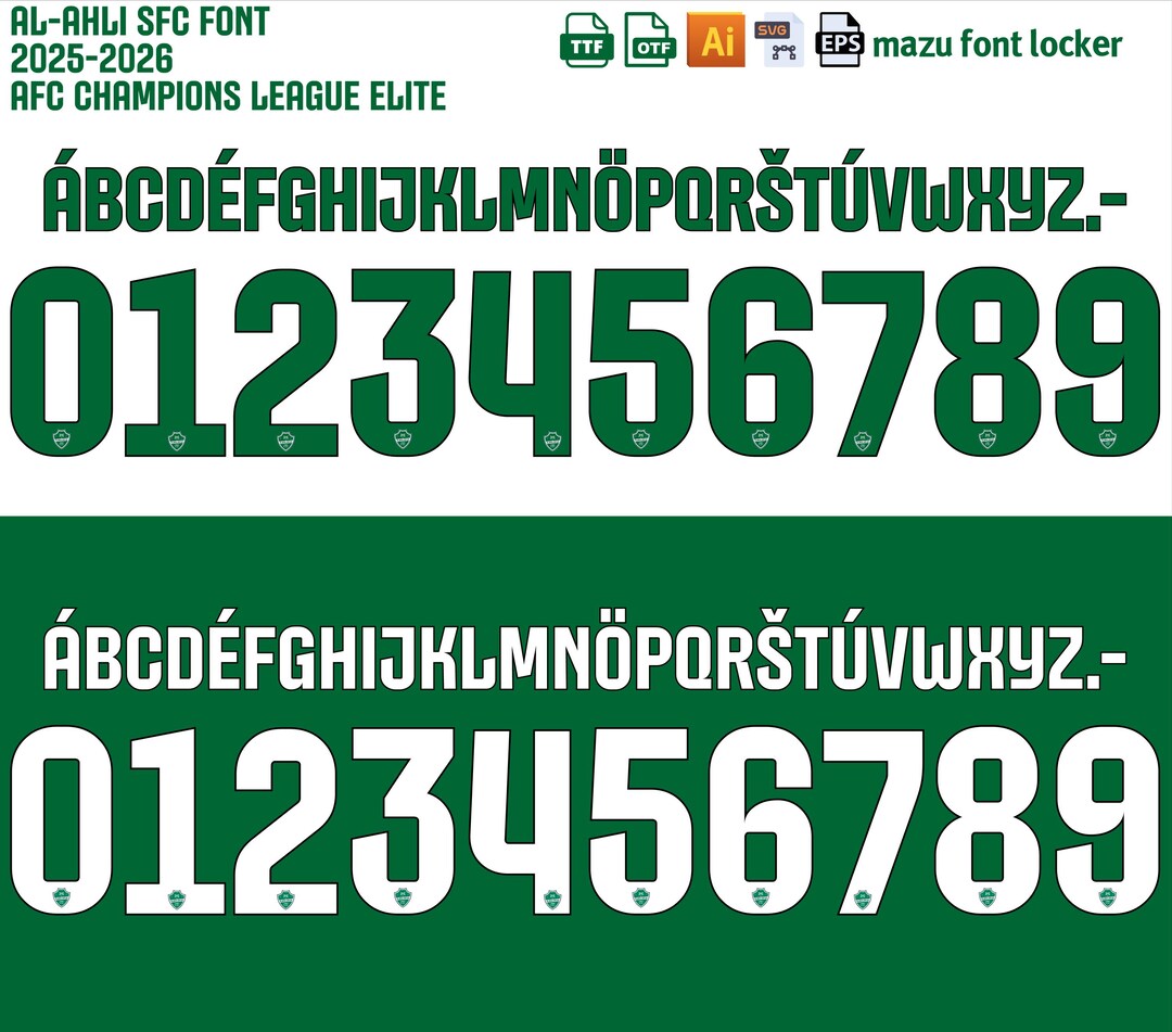 Al-ahli SFC 2025-2026 Font, Vector Design (digital Download) - Etsy UK