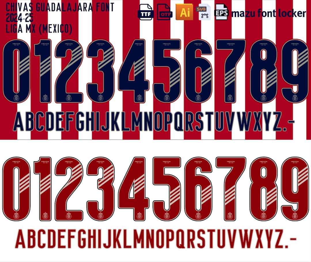 Chivas Guadalajara 2024-2025 Font Vector (digital Download) - Etsy