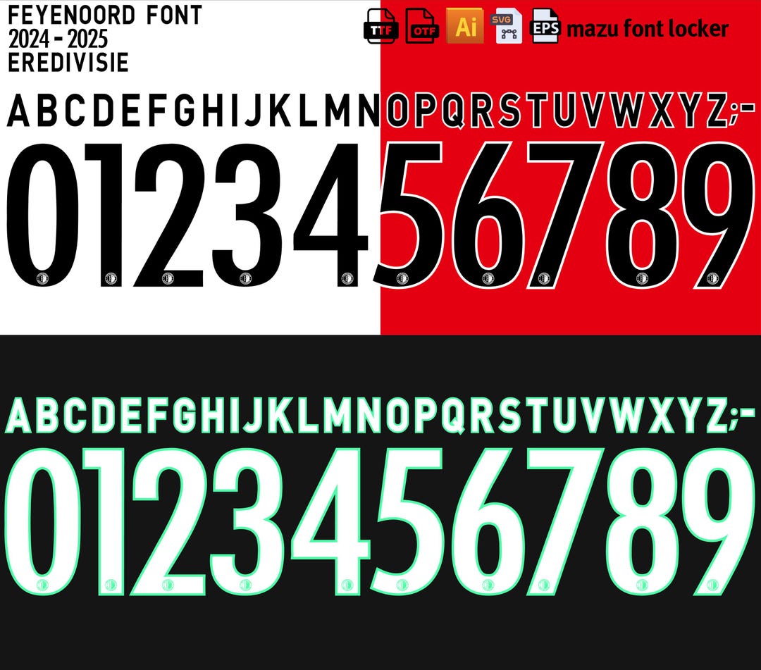 Font Vector Feyenoord Rotterdam 2024-2025 Inspired Design Digital ...