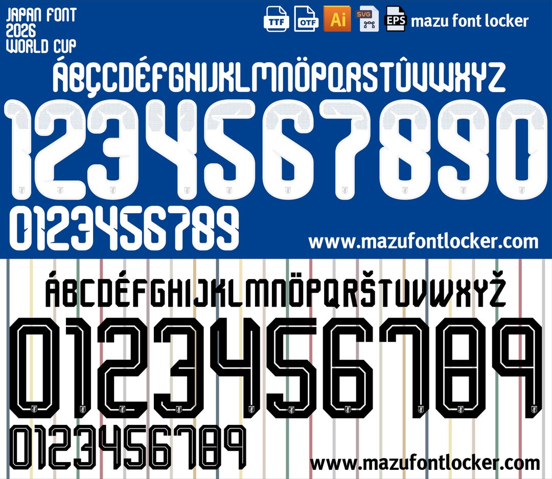 Japan World Cup 2026 Home and Away Font Vector (digital Download ...