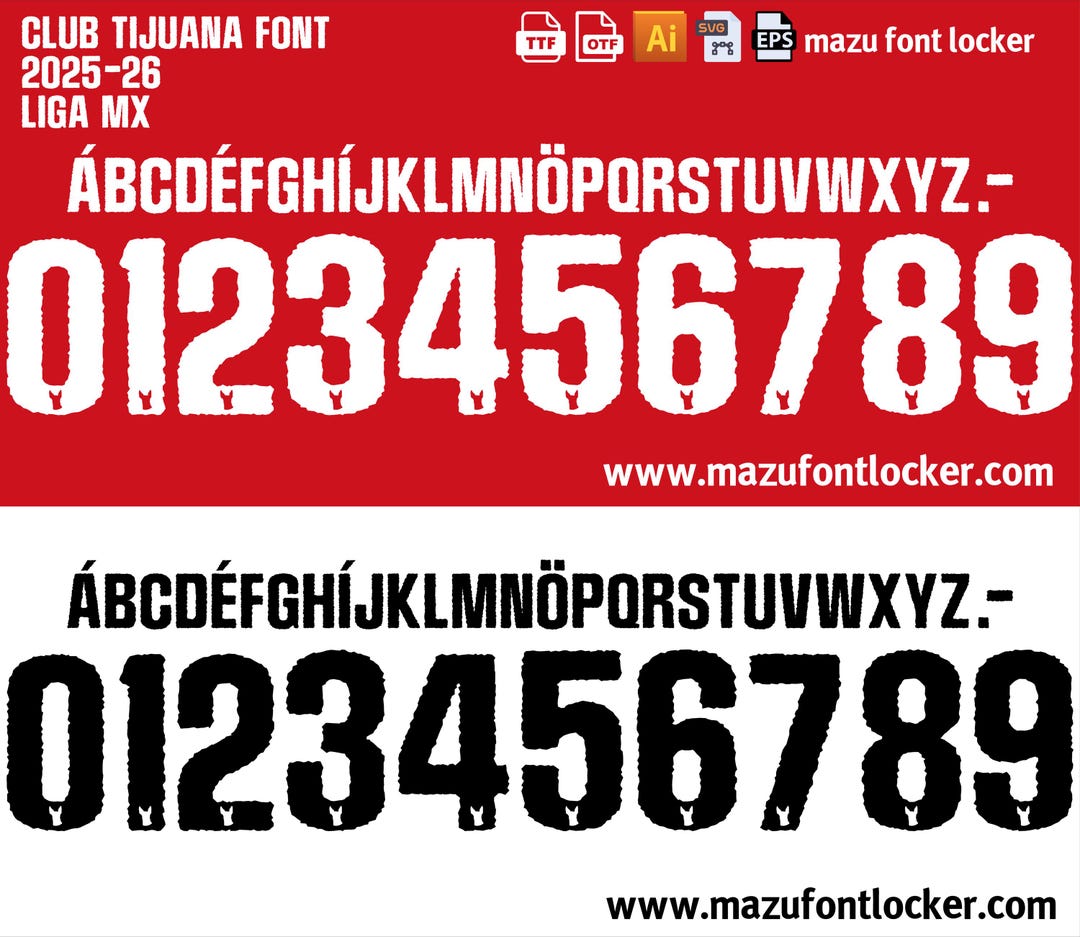 Club Tijuana 2025-26 Font Vector, Liga MX Inspired (digital Download ...