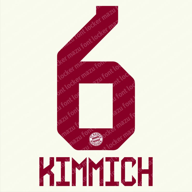 Bayern Munchen 2023-2024 Font Vector, Jersey Numbers (digital Download ...