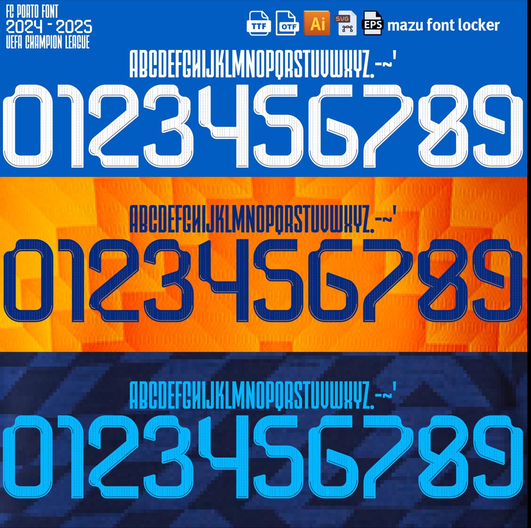 FC Porto UCL 2024-2025 Font Vector: Jerseys Name & Numbers (digital ...