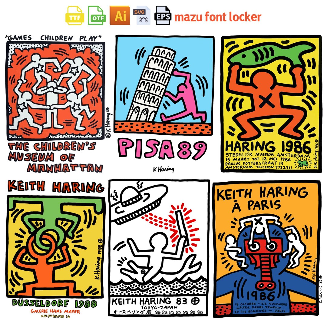 T Shirt Vector Keith Haring Vintage Design Pack 1 Digital Download AI ...