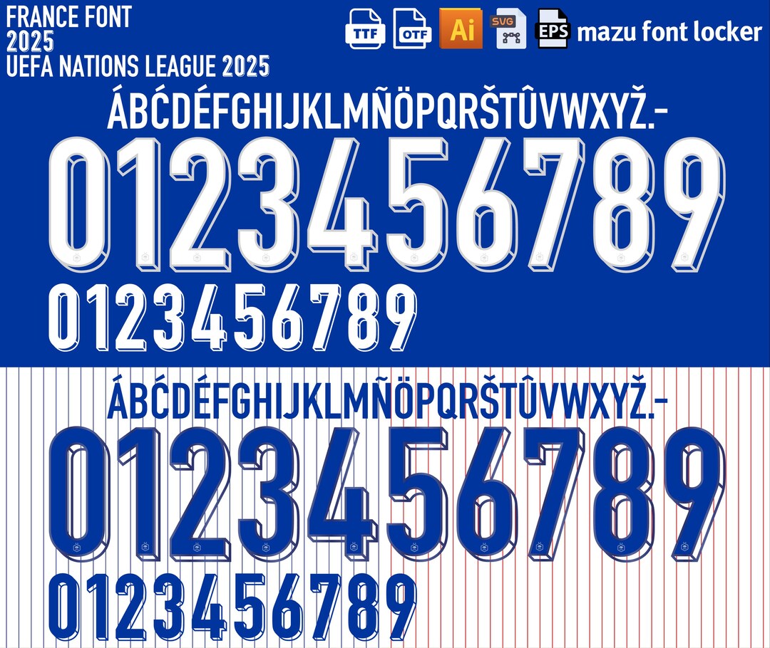 France 2025 Font Vector, UEFA Nations League (digital Download) - Etsy