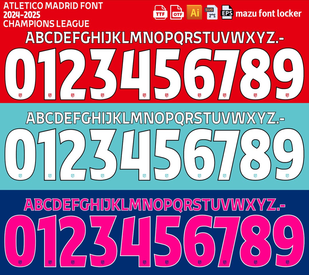 Font Vector Atletico Madrid UCL 2024-25 Inspired Design Digital ...