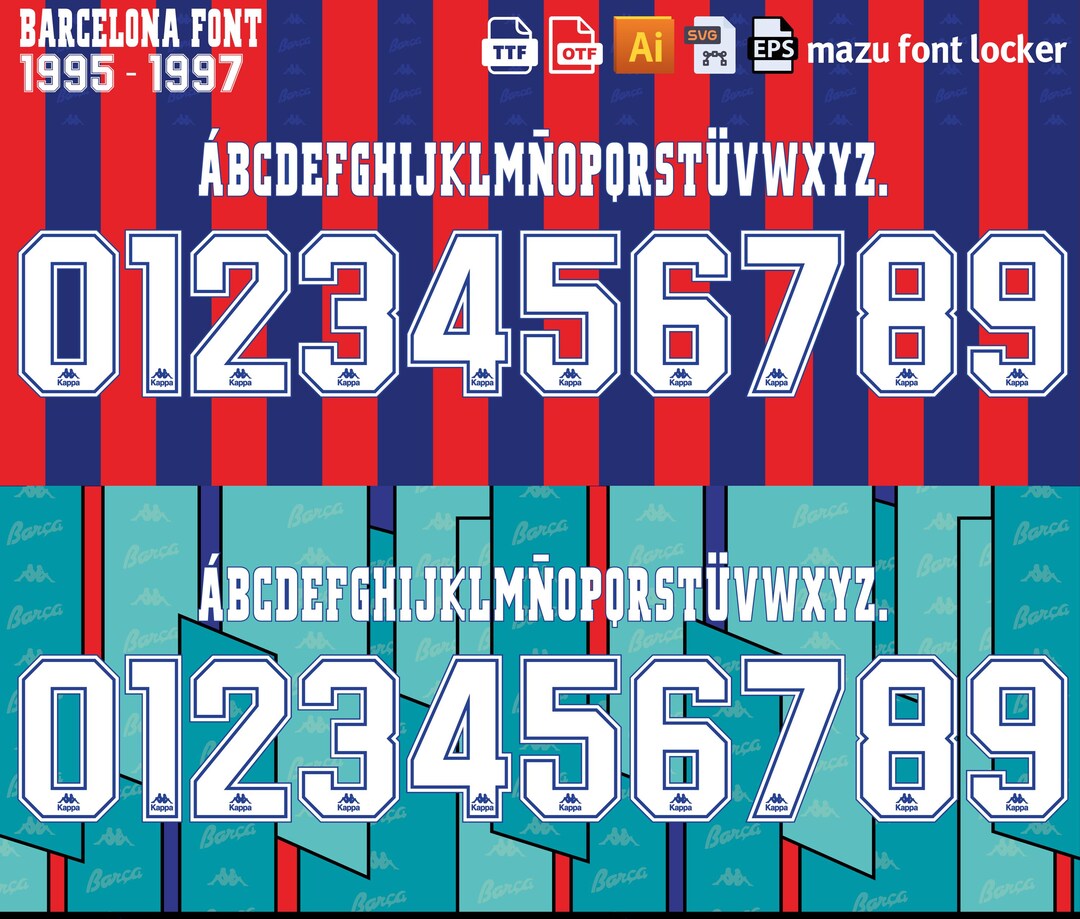 Font Vector Barcelona 1995-97 Inspired Design Digital Download AI, Eps ...