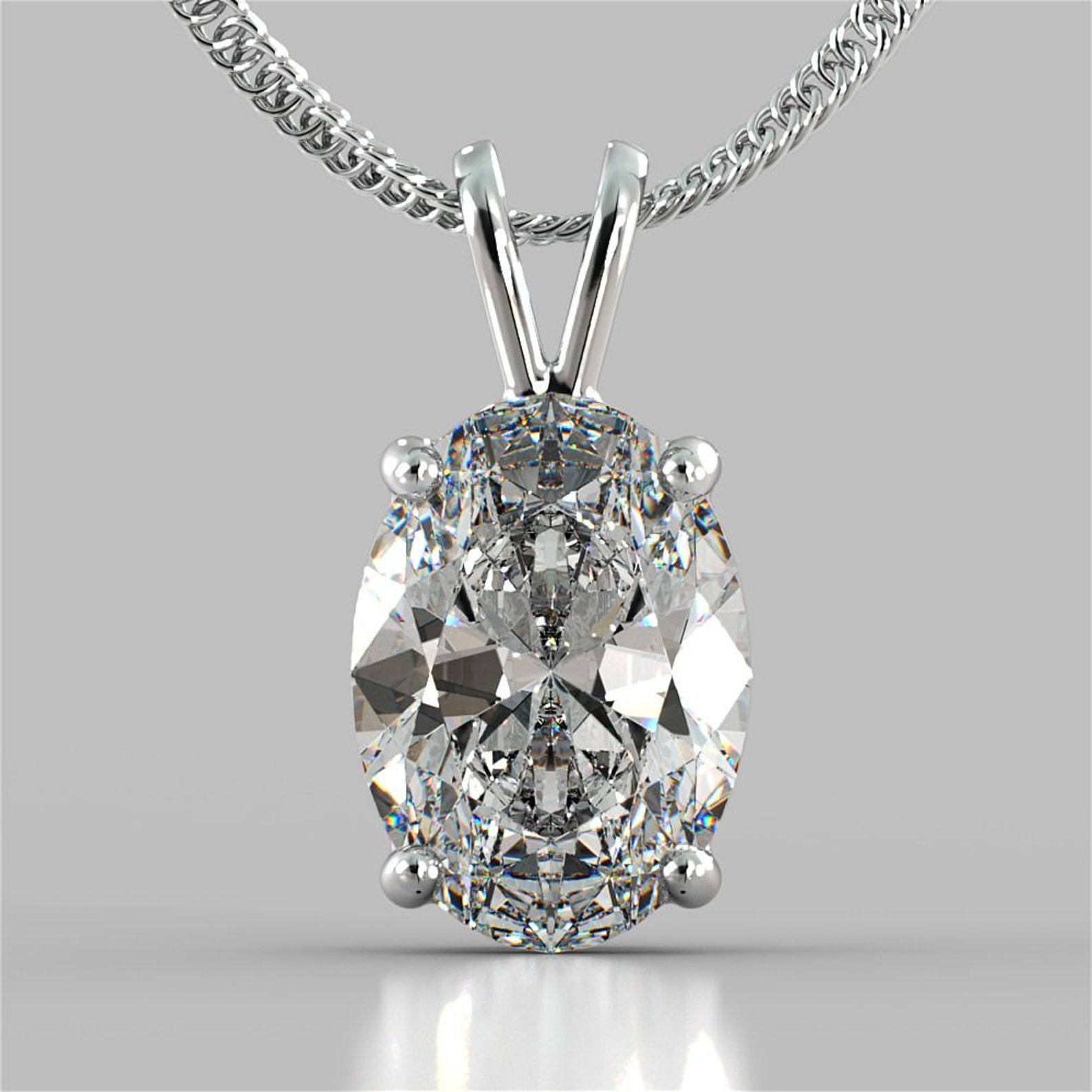 Oval Shape Cut Cubic Zirconia Solitaire CZ Pendant in 14K Gold - Etsy