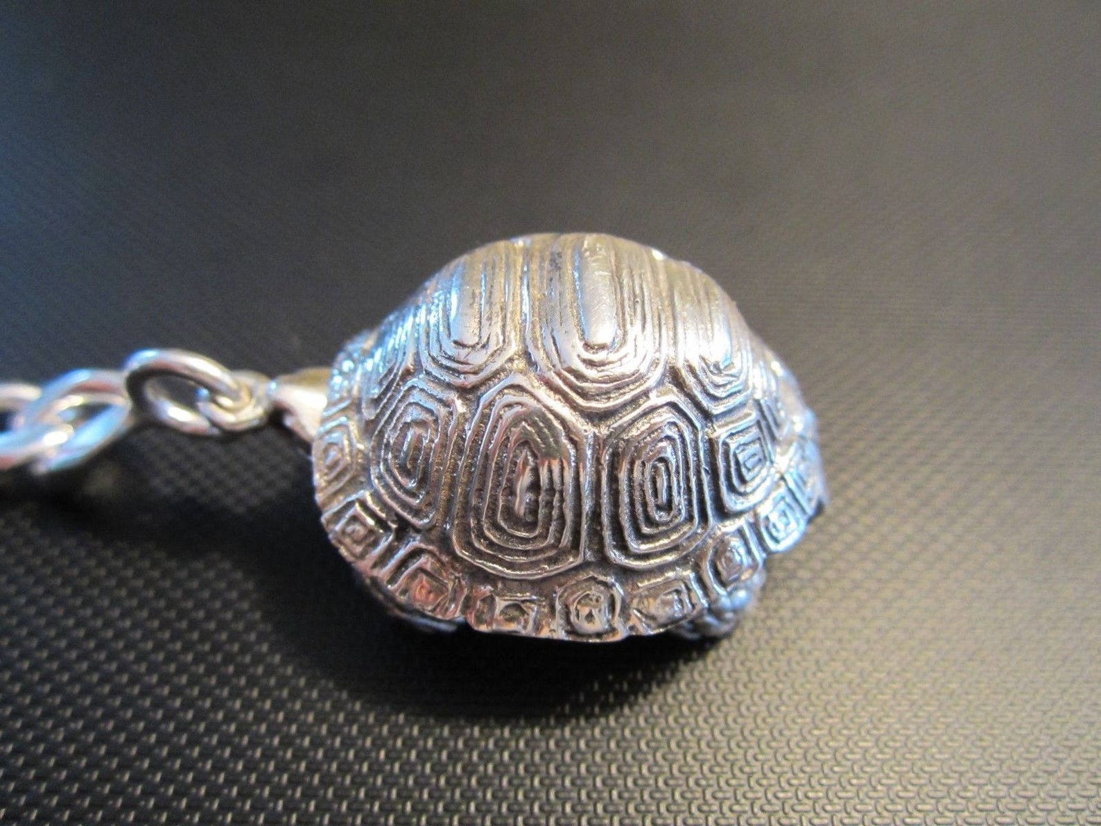 Turtle Key Chain Secret COMPARTMENT CLIP Stash Box in Sterling Silver ...