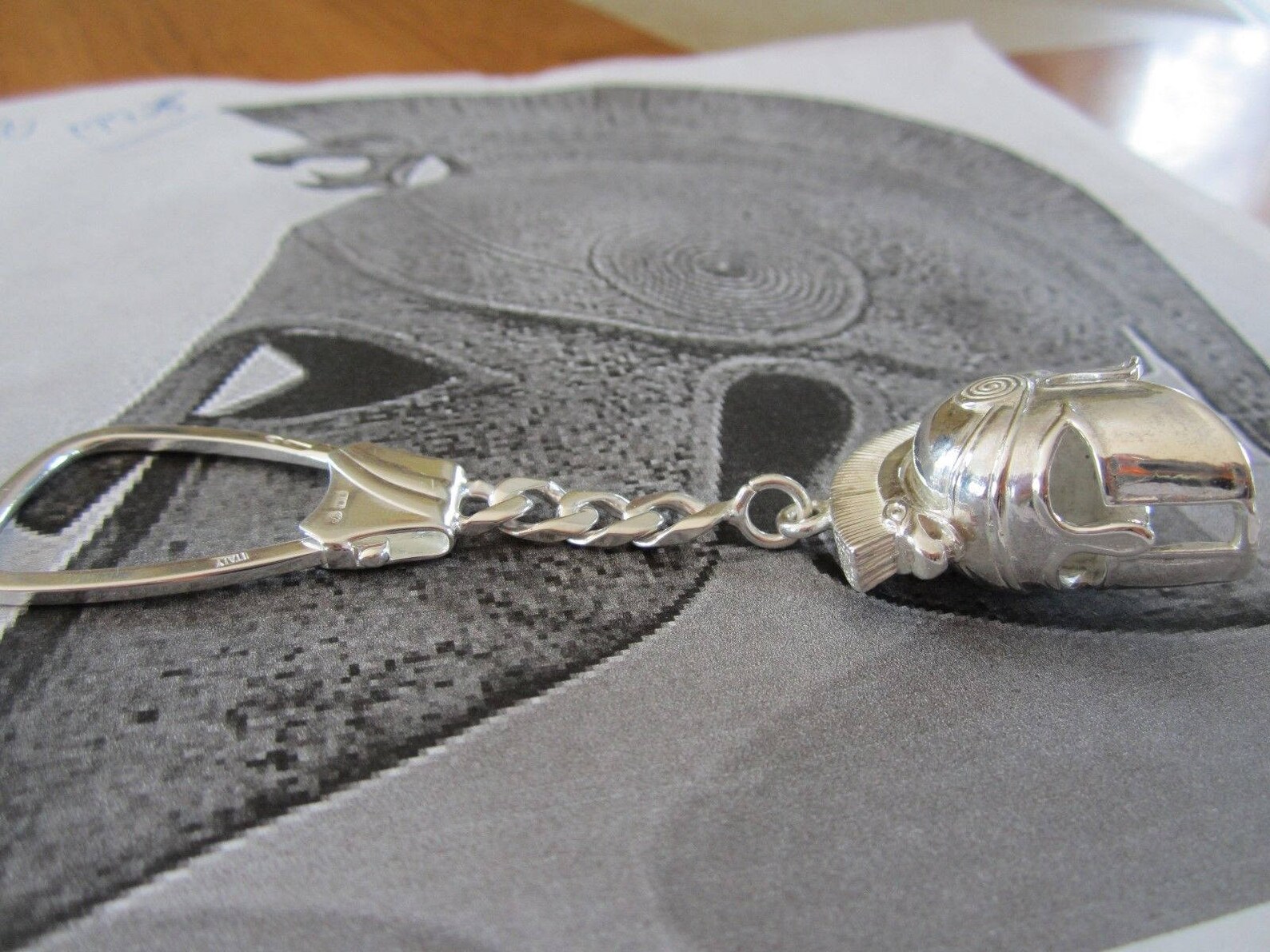 Gladiator Helmet Key Chain in Sterling Silver - Etsy