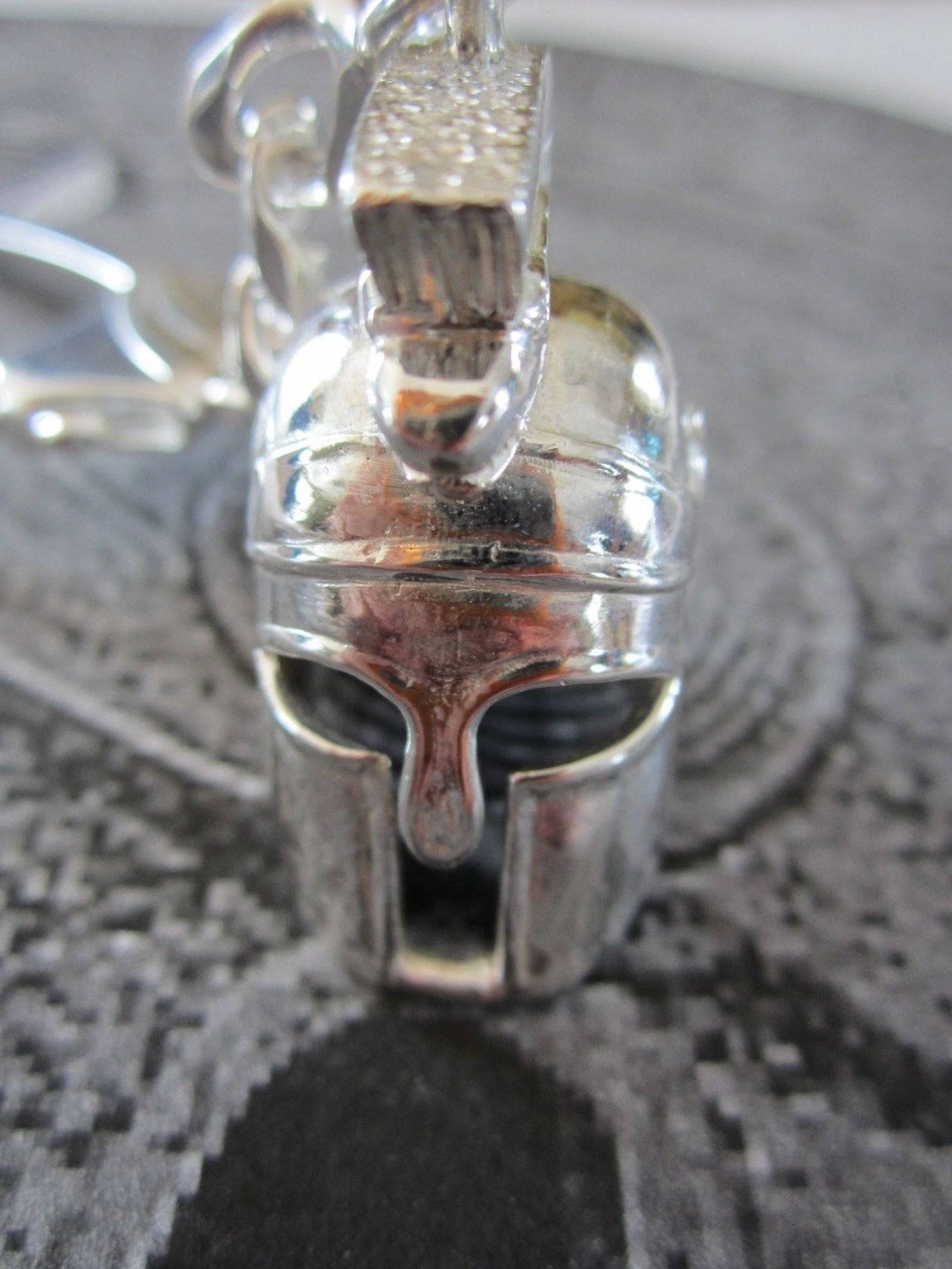 Gladiator Helmet Key Chain in Sterling Silver - Etsy