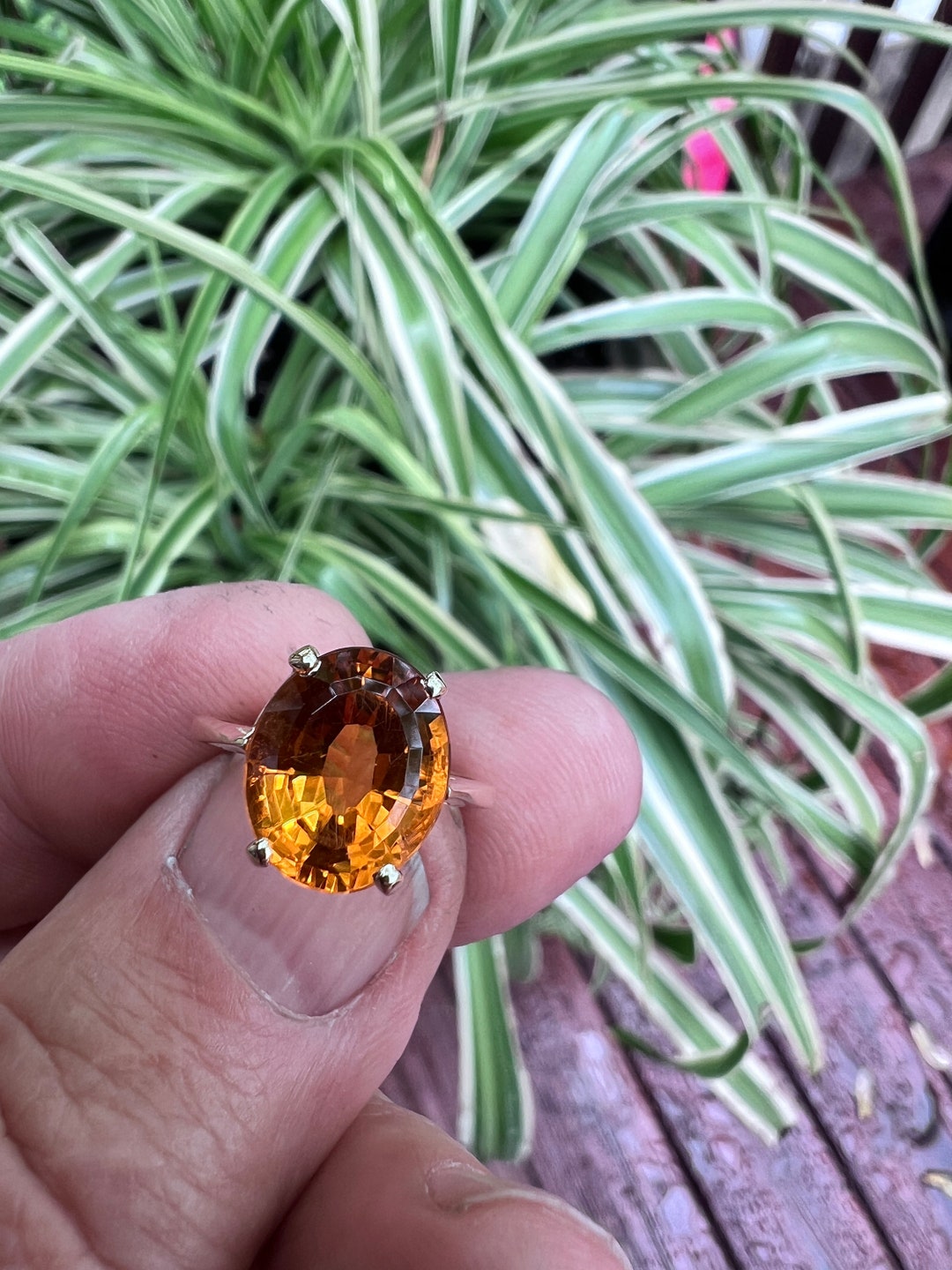 Vintage 10K Solid Gold Oval Cut Unique Amber Gold Color Citrine Ring ...
