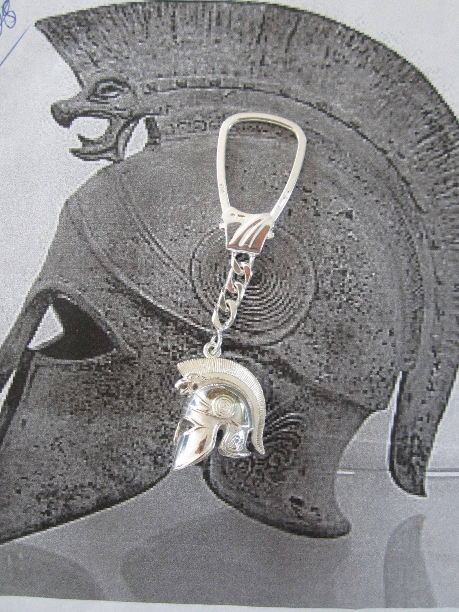 Gladiator Helmet Key Chain in Sterling Silver - Etsy