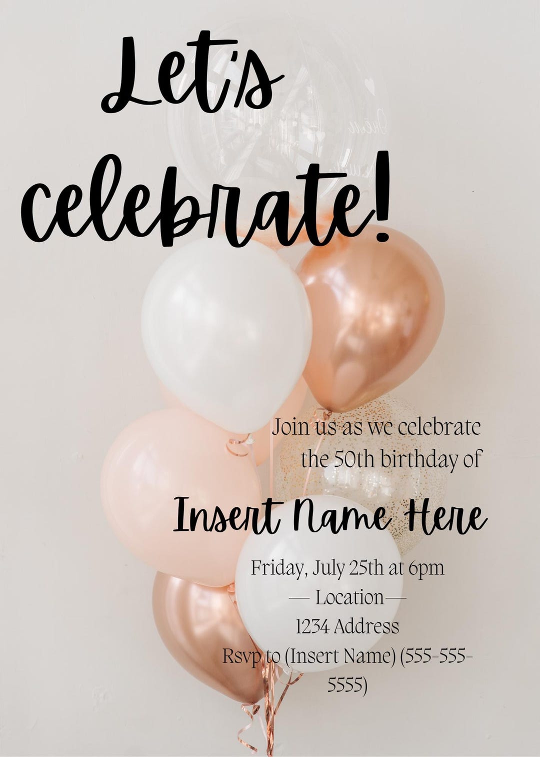 Let’s Celebrate Party Invitation, Editable Template, Instant Download ...